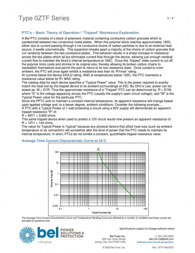 Bel Fuse 0ZTF Series datasheet page 2