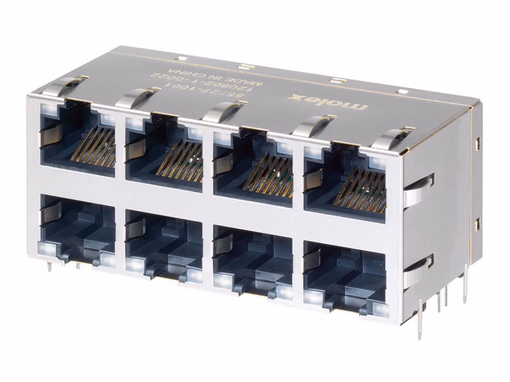 Gigabit Magnetic Jack, Integrated PSE PoE+ 2x6, without LEDs