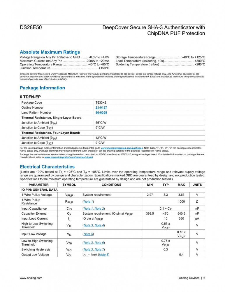 DS28E50 technical document page 6
