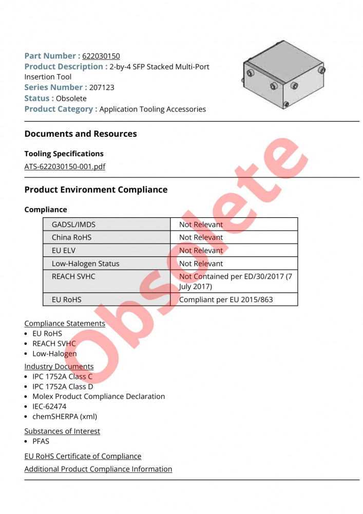 Tooling specification document, page 1