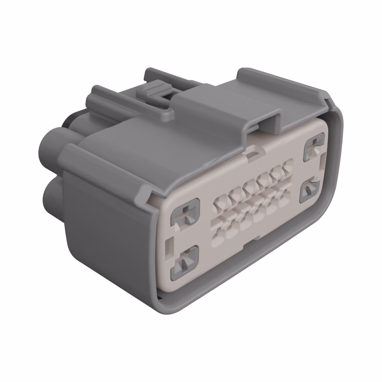 MX150 Hybrid Mat-Sealed Female Connector Assembly, Dual Row, 16 Circuits, Keying Option B, with Clipslot, Light Gray for sale