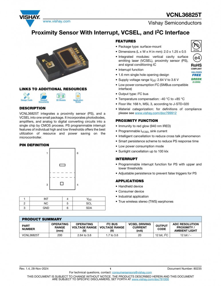 VCNL36825T document page 1