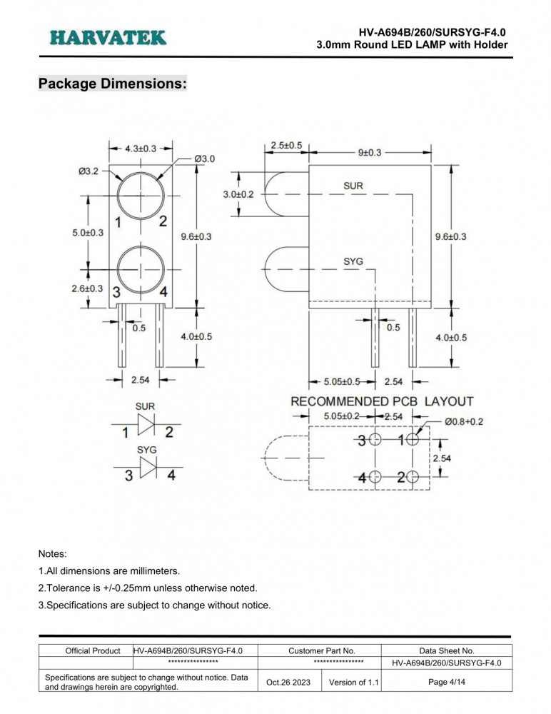 HV-A694B/260/SURSYG-F4.0 datasheet page 4
