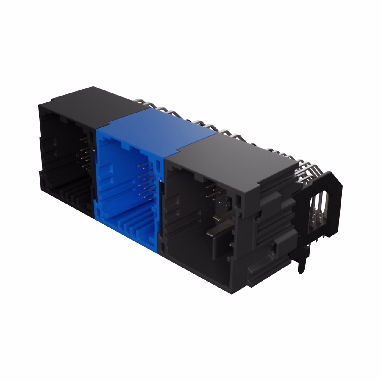 stAK50h 3 Bay Right-Angle Hybrid Header, 89 Circuits, Bay 1: 32 Circuits/Key 1/Black; Bay 2: 32 Circuits/Key 2/Blue; Bay 3: 25 Circuits/Key 4/Dark Gray; Tube for sale