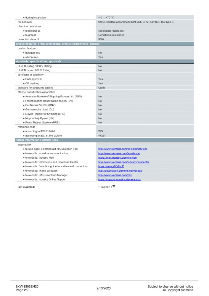 SIEMENS 6XV18502EH20 datasheet page 2