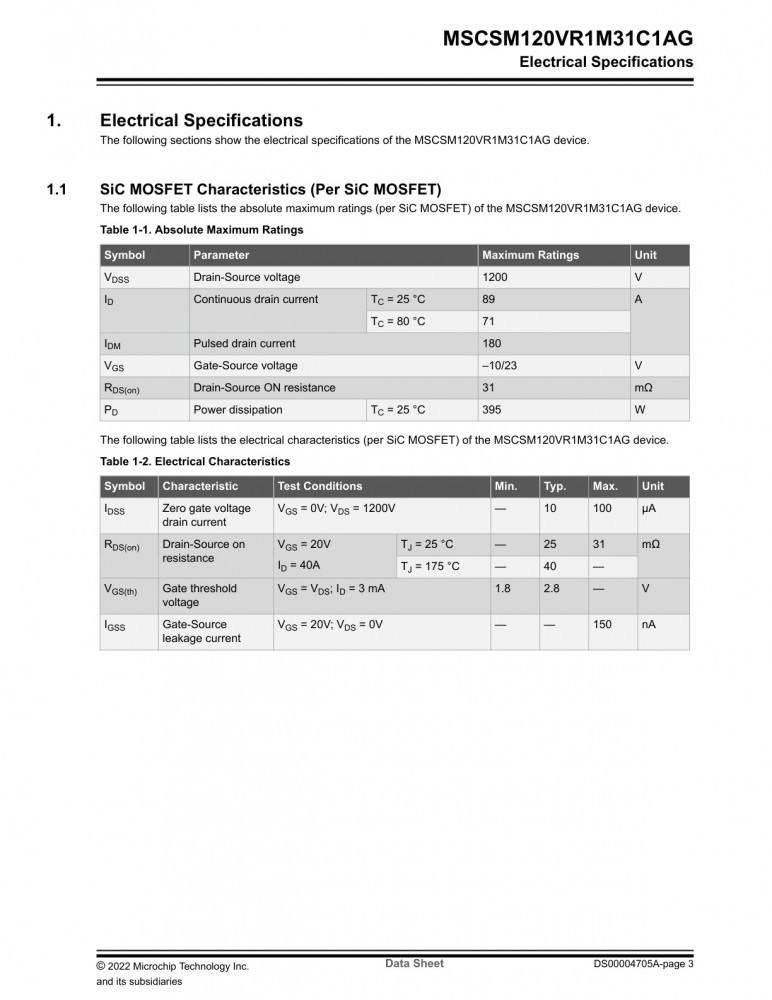 MSCSM120VR1M31C1AG datasheet page 3