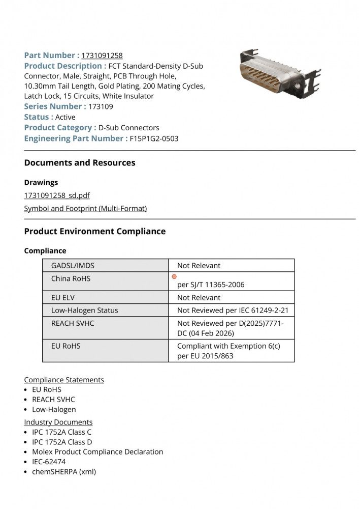 MOLEX 1731091258 drawing page 1