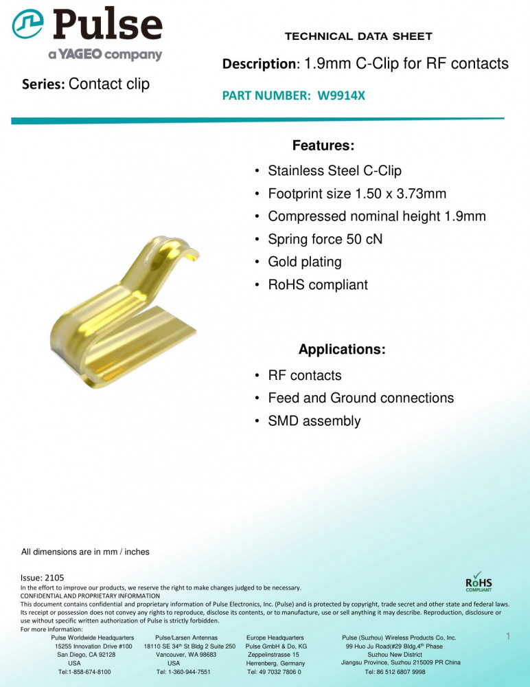 W9914 datasheet page 1