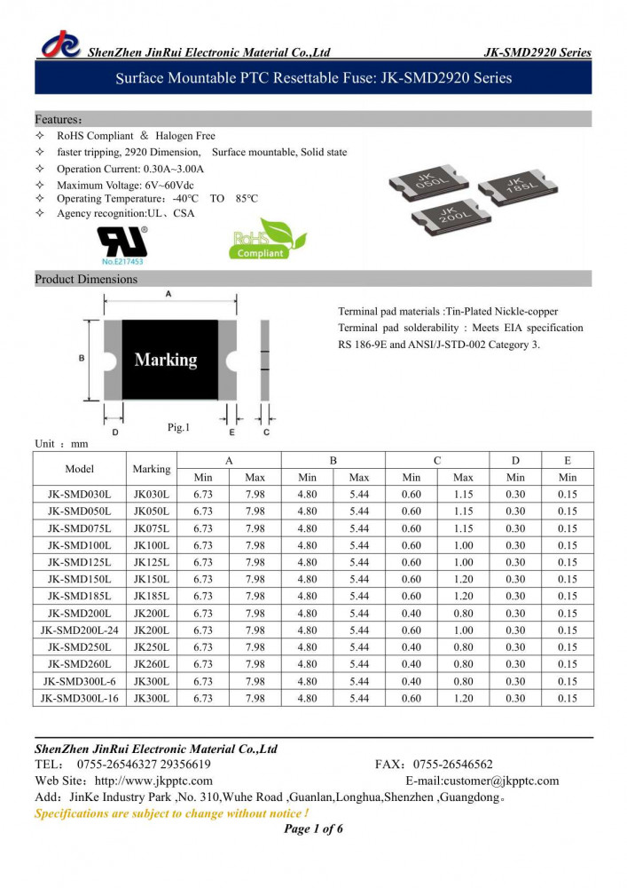JK-SMD075L datasheet page 1