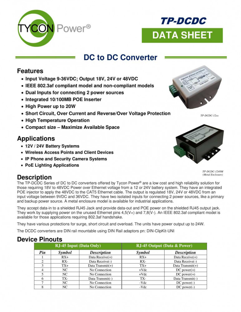 TP-DCDC-1248D technical document page 1