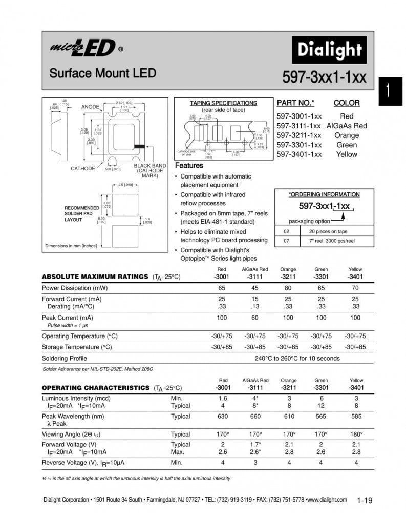 Dialight 5973301107F technical document page