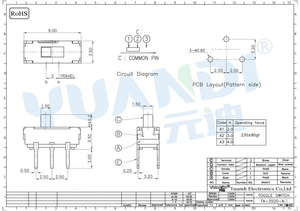 TA-3520-A1 technical drawing page