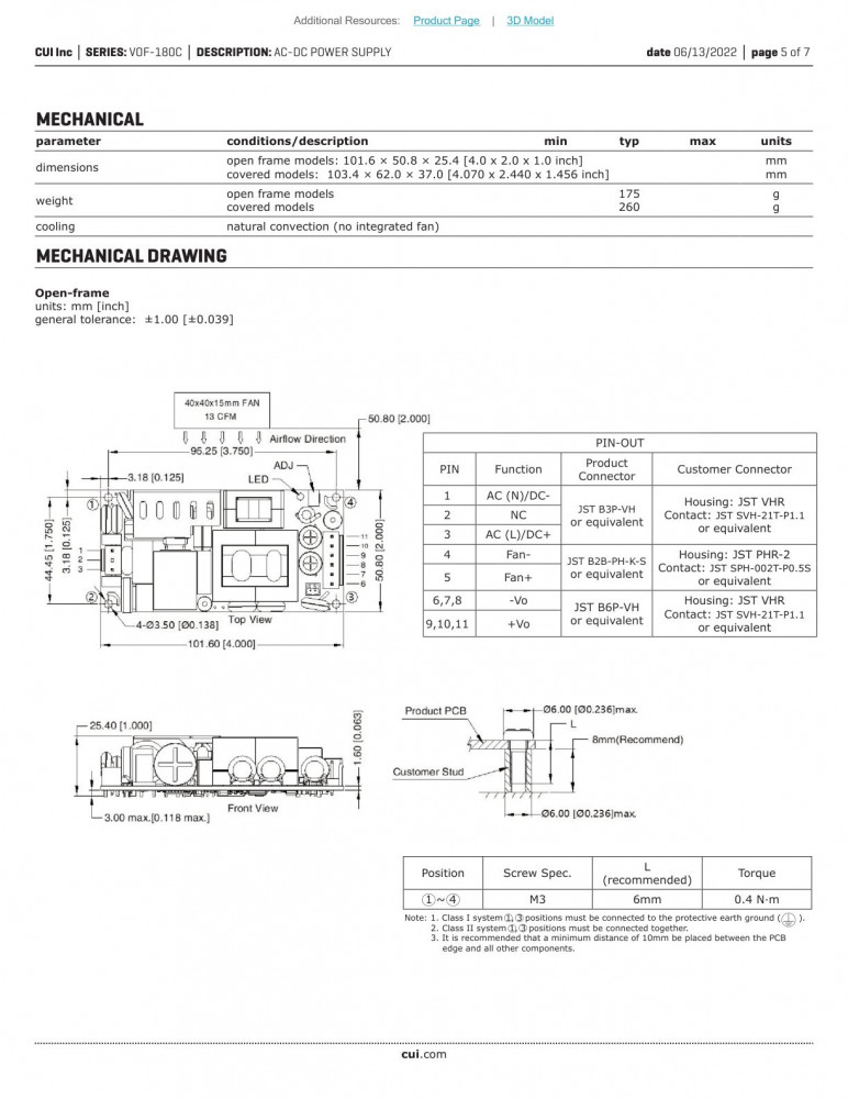 CUI VOF-180C datasheet page 5