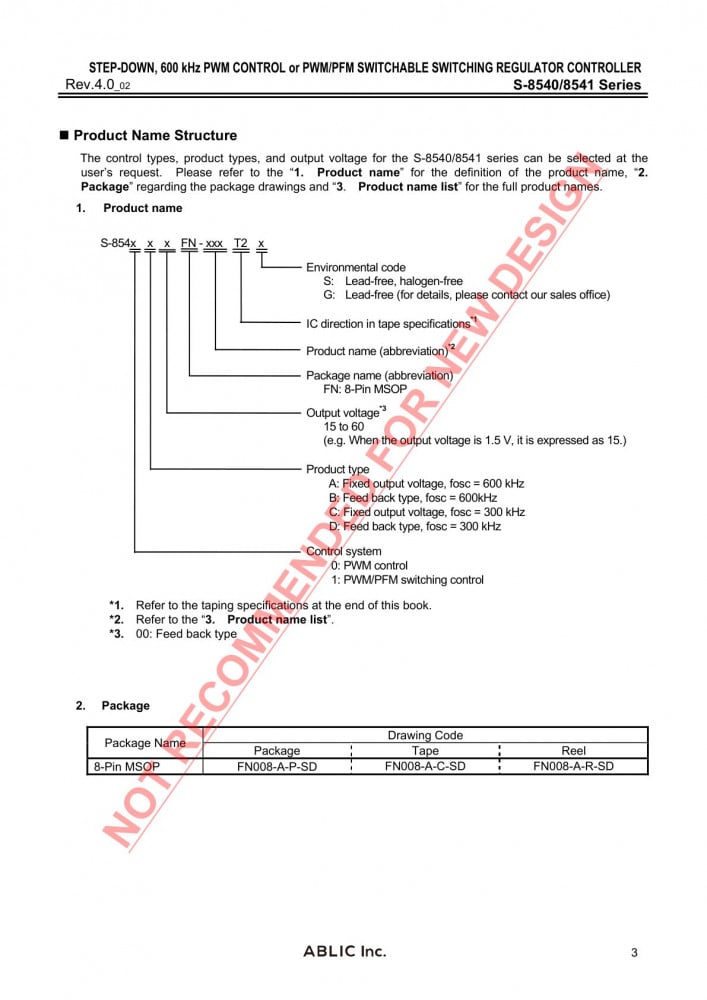ABLIC S-8541 series datasheet page 3