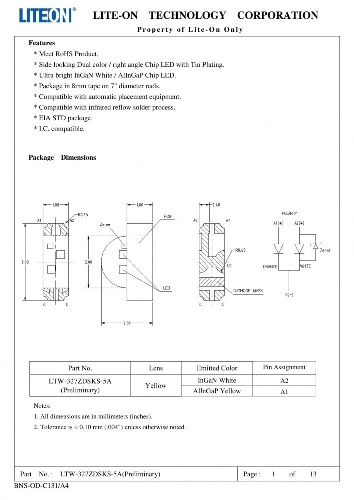 LTW-327ZDSKS-5A datasheet page 2