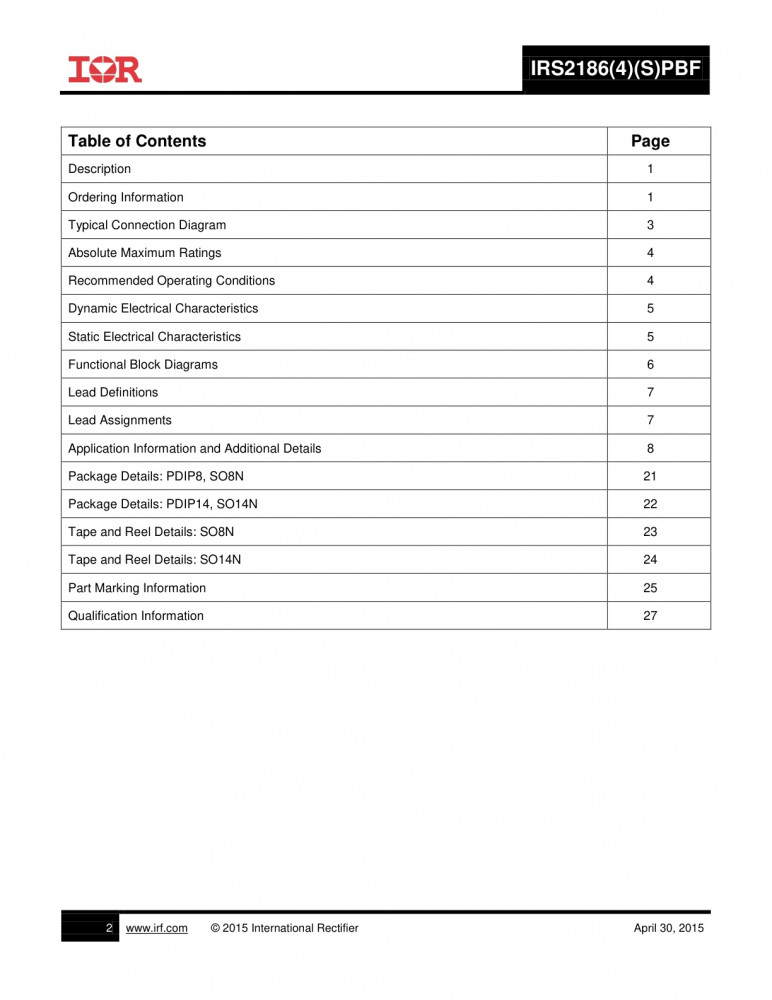 IRS21864 datasheet page 2