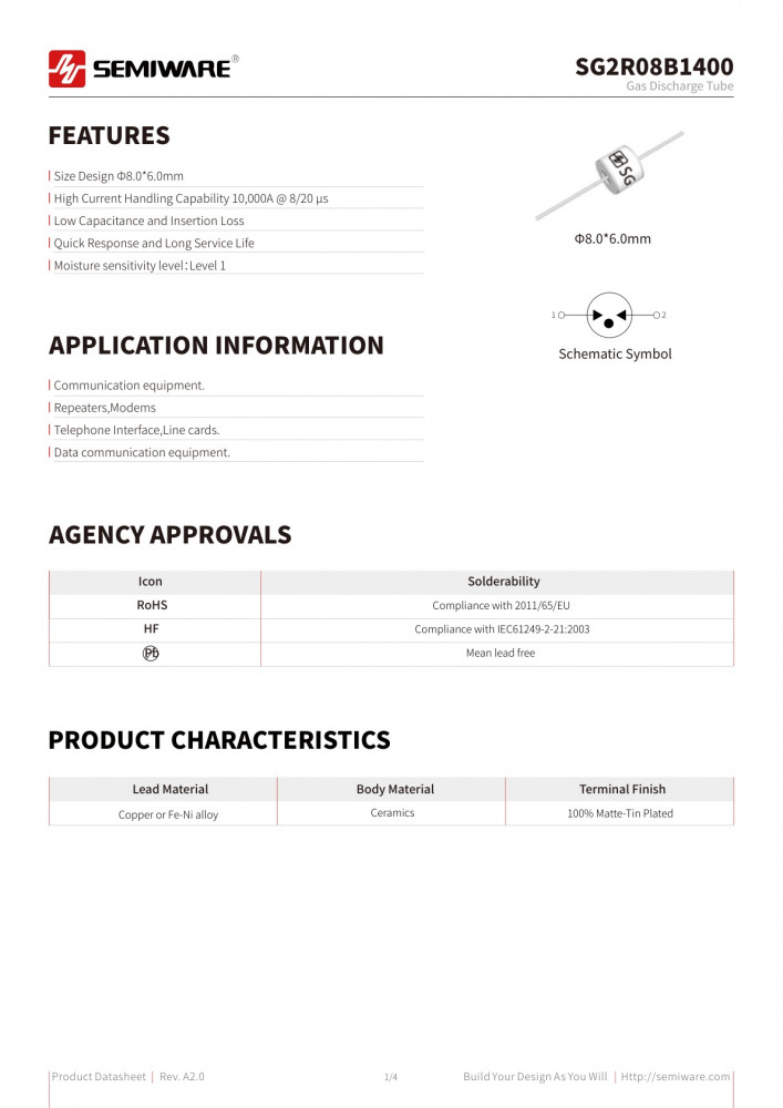 SG2R08B1400 document page 1