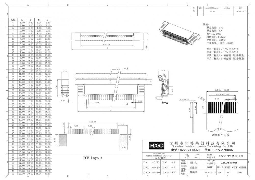 HDGC 0.5K-AS-28PWB technical drawing page 1