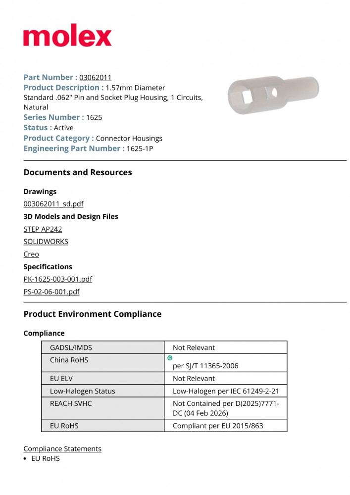 Connector specification document page 1