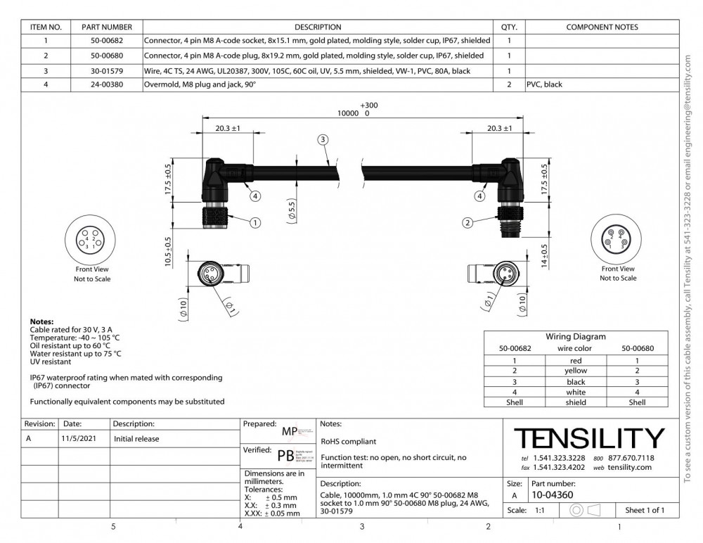Tensility International 10-04360 product drawing