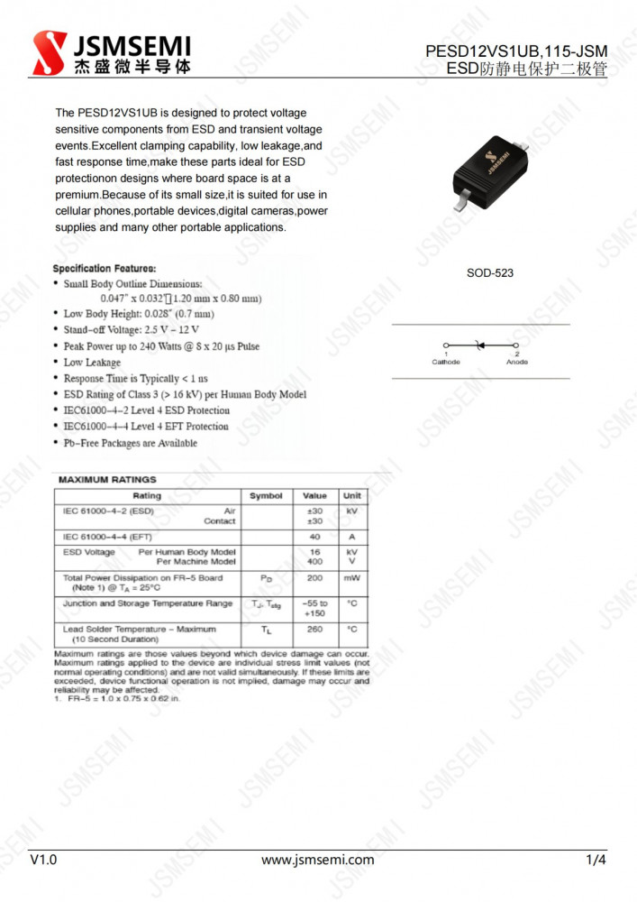 PESD12VS1UB,115-JSM datasheet page 1