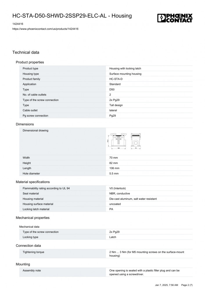Phoenix Contact 1424416 technical document page 2