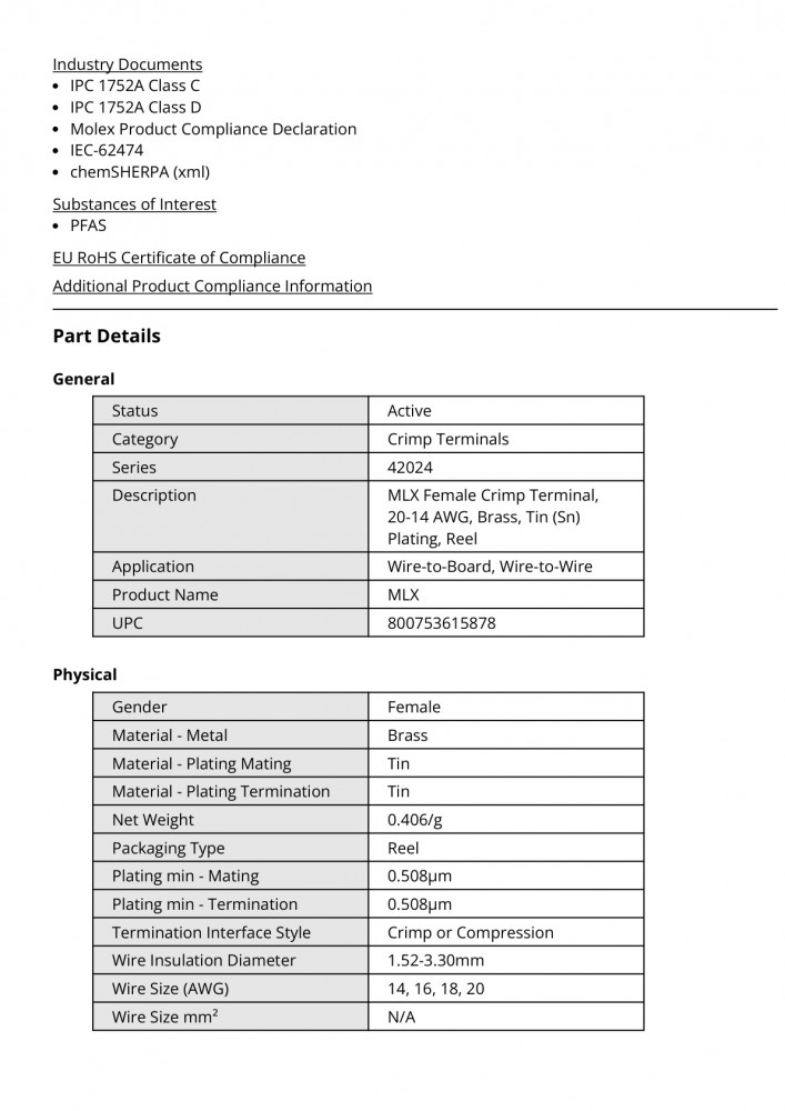 Technical document image 2 for MOLEX 02081001