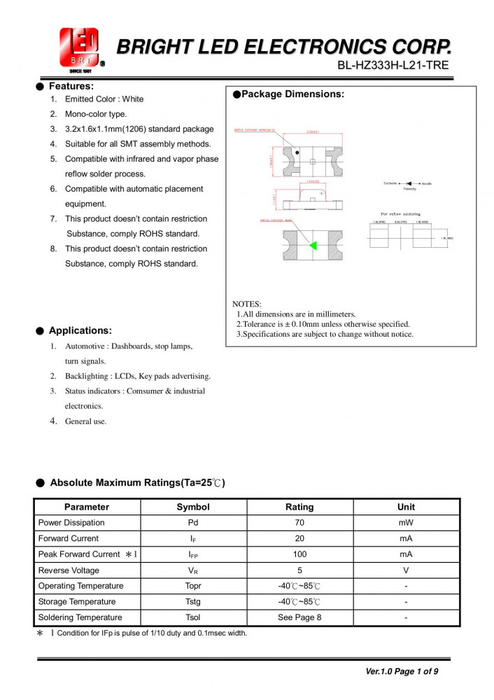 BL-HZ333H-L21-TRE datasheet page 2