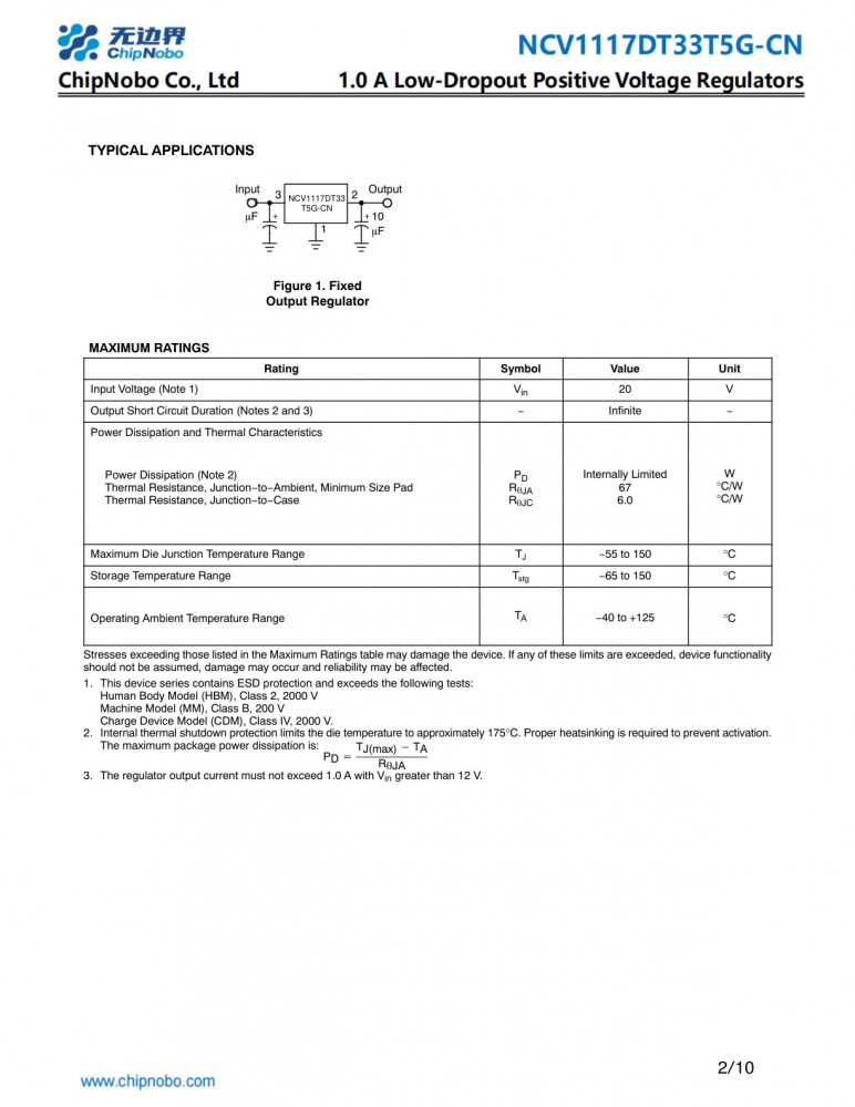 NCV1117DT33T5G-CN datasheet page 2