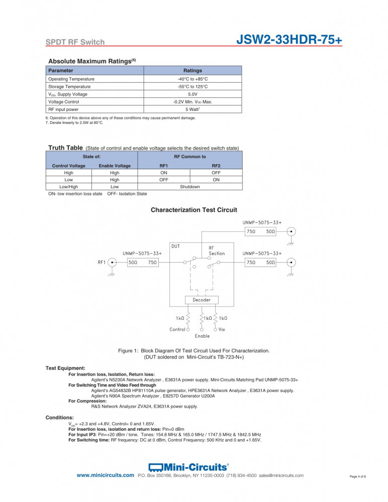 JSW2-33HDR-75+ datasheet page 4