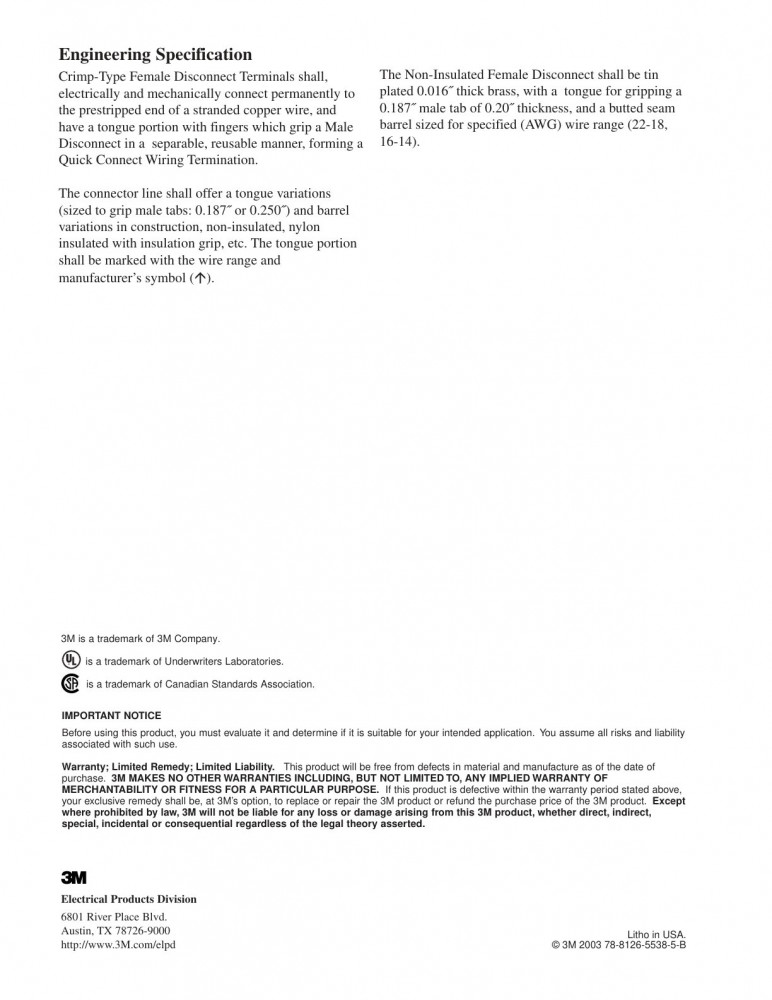3M 72F-187-20 technical document page 2