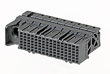 Impact 100 Ohm 2 Pair Right-Angle Daughtercard Receptacle, Left Guided, 10 Columns, 60 Circuits, Plated Through Hole Dimension 0.46mm, Lead-Free