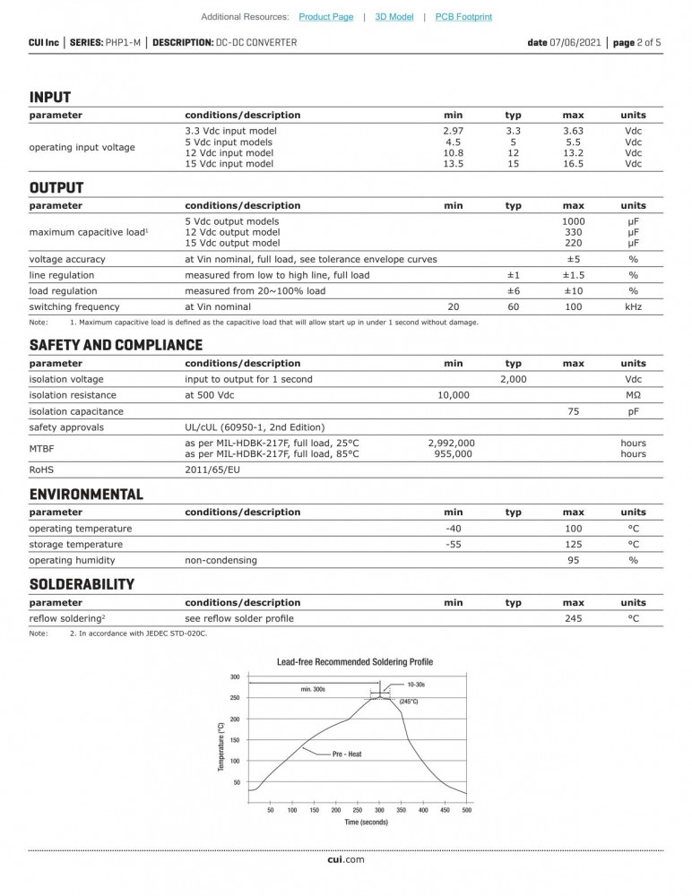 CUI PHP1-M datasheet page 2
