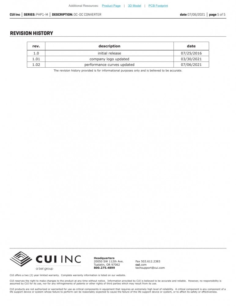 CUI PHP1-M datasheet page 5