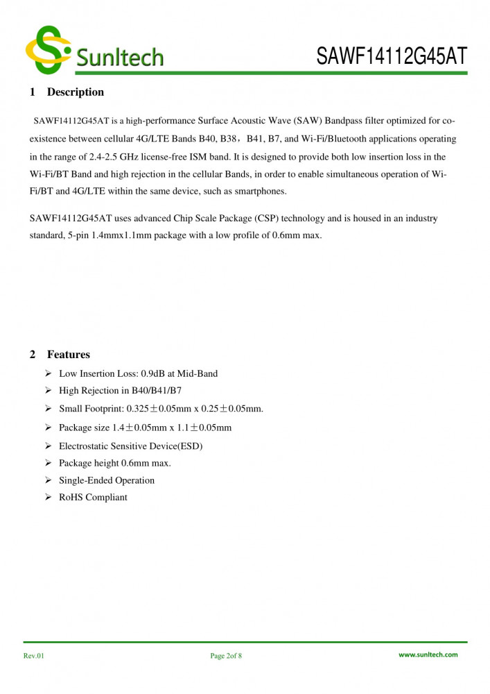 SAWF14112G45AT datasheet page 2