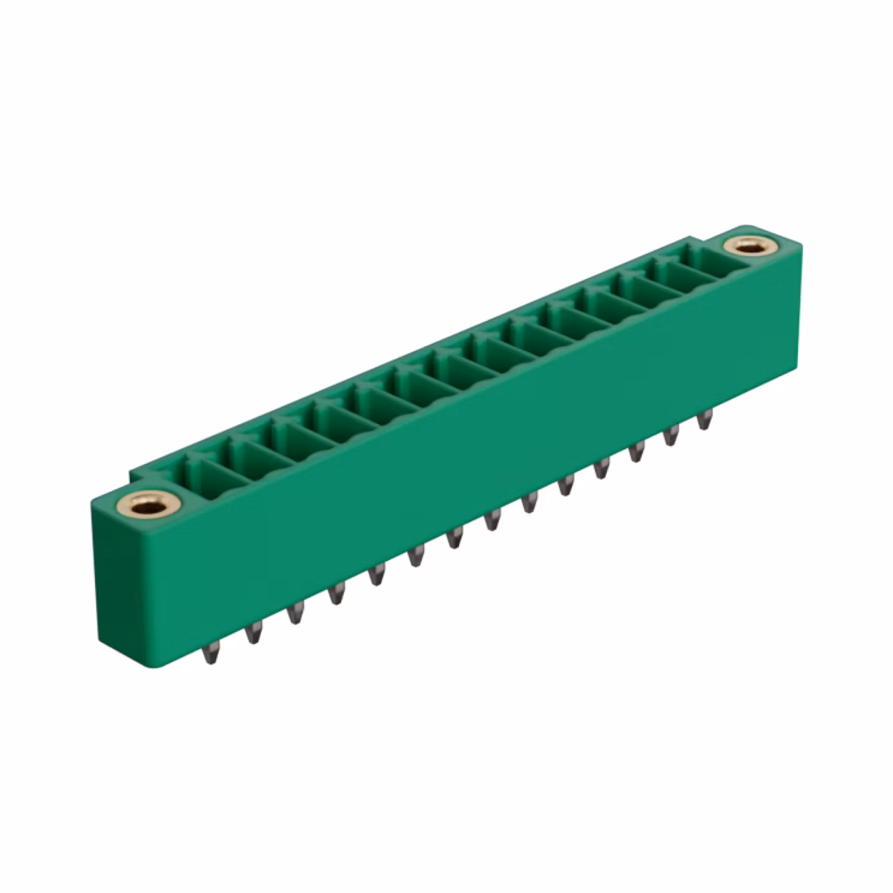 3.50mm Pitch Eurostyle Vertical PCB Header, with Threaded Retention Inserts, Green Housing, 14 Circuits for sale
