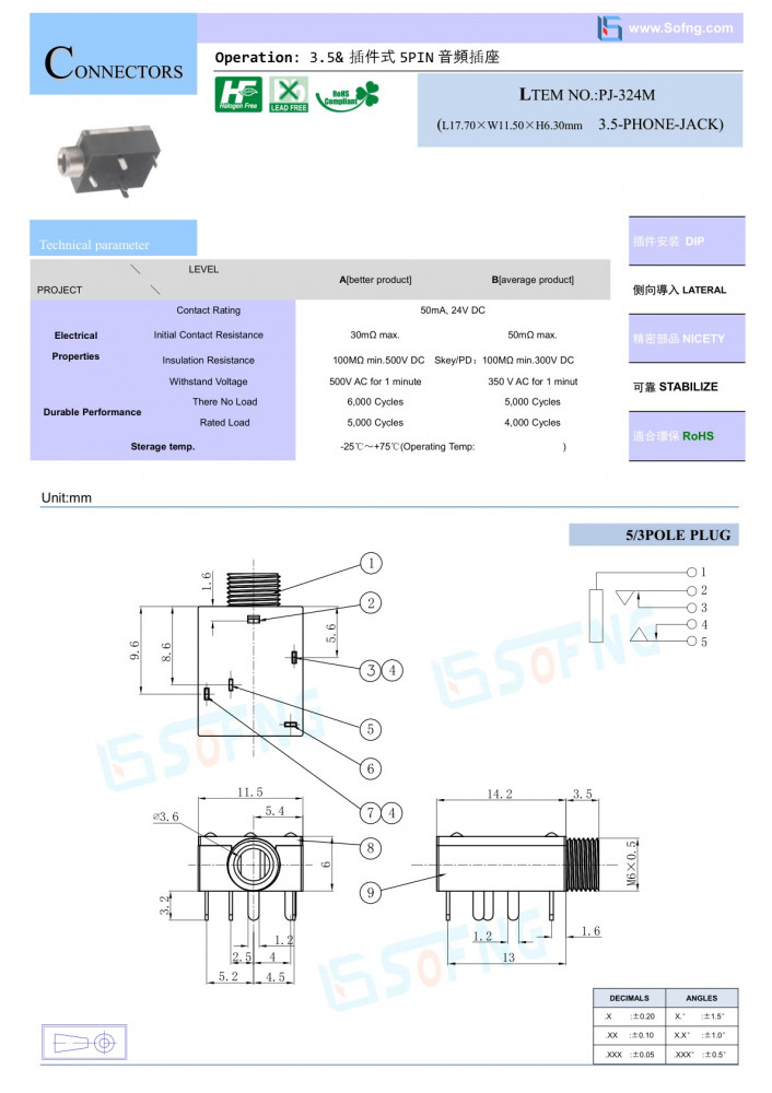 SOFNG PJ-324M technical drawing page 1