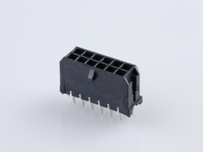 Micro-Fit 3.0 Vertical Header, 3.00mm Pitch, Dual Row, 12 Circuits, with  PCB Press-fit Metal Retention Clip, 0.38µm Gold Plating, Glow-Wire Capable, Black for sale