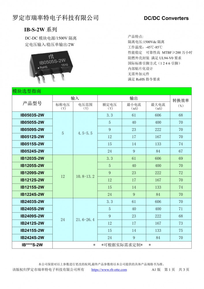 RLT IB1212S-2W technical document page 1