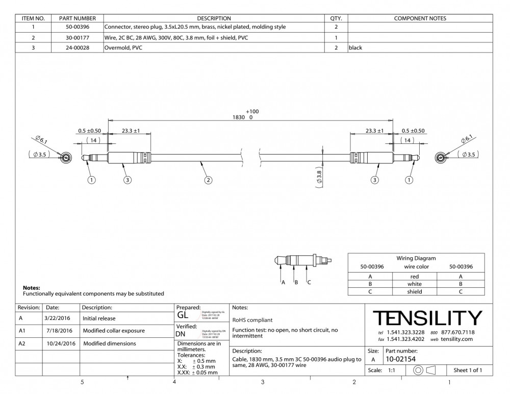 Tensility International 10-02154 product drawing