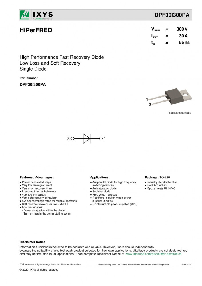 DPF30I300PA datasheet page 1