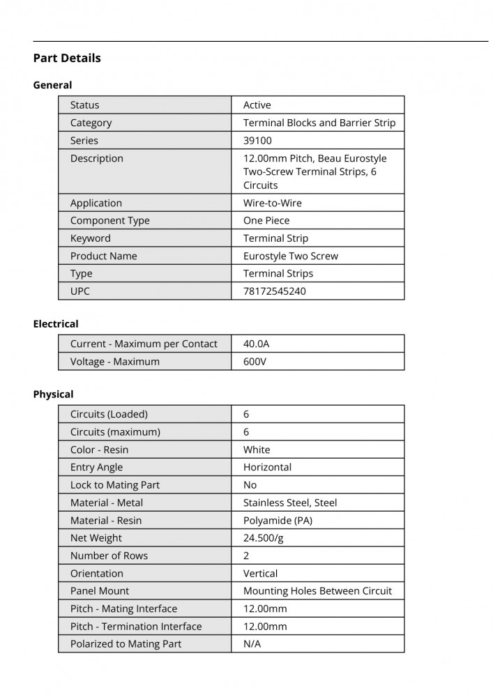 MOLEX terminal strip drawing, document page 2