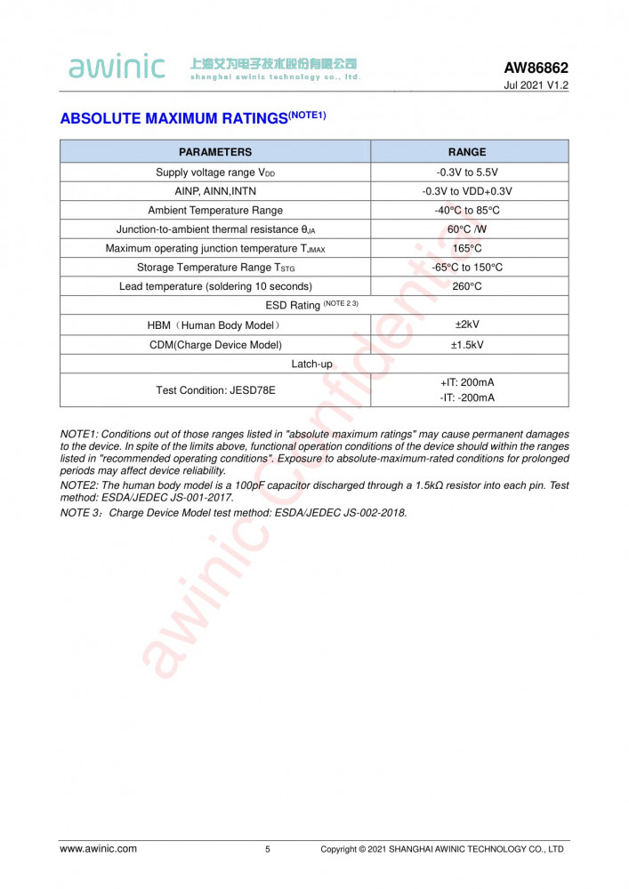 AW86862CSR datasheet page 5