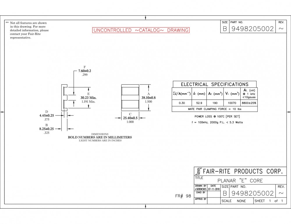 Fair-Rite 9498205002 technical drawing preview