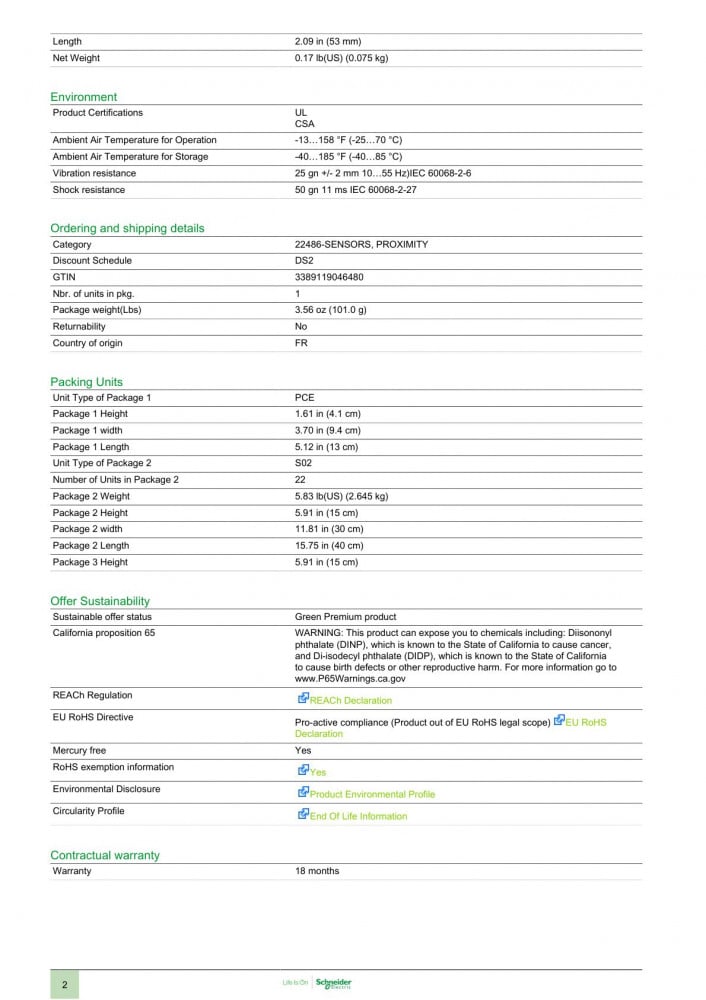 XS512BLNAL2 technical document page 2