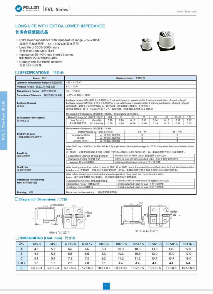 FOLLON EFVL series datasheet page 1