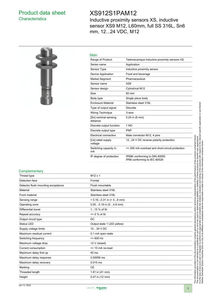 XS912S1PAM12 technical document page 1