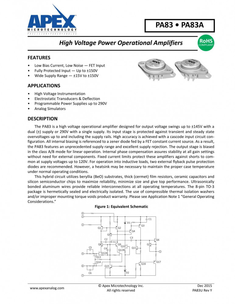PA83 datasheet page 1