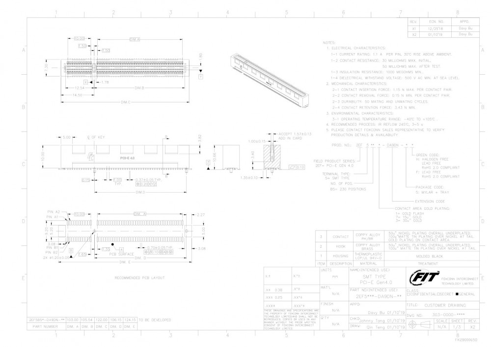 FOXCONN 2EF5B57-DA9DN-5F customer drawing page 1