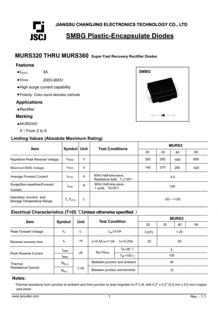 MURS360 datasheet page 1